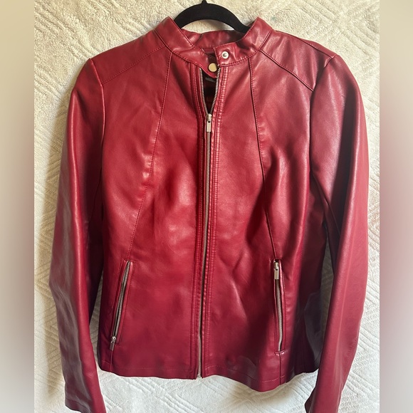 a.n.a | Jackets & Coats | Ana Dark Red Leather Jacket | Poshmark